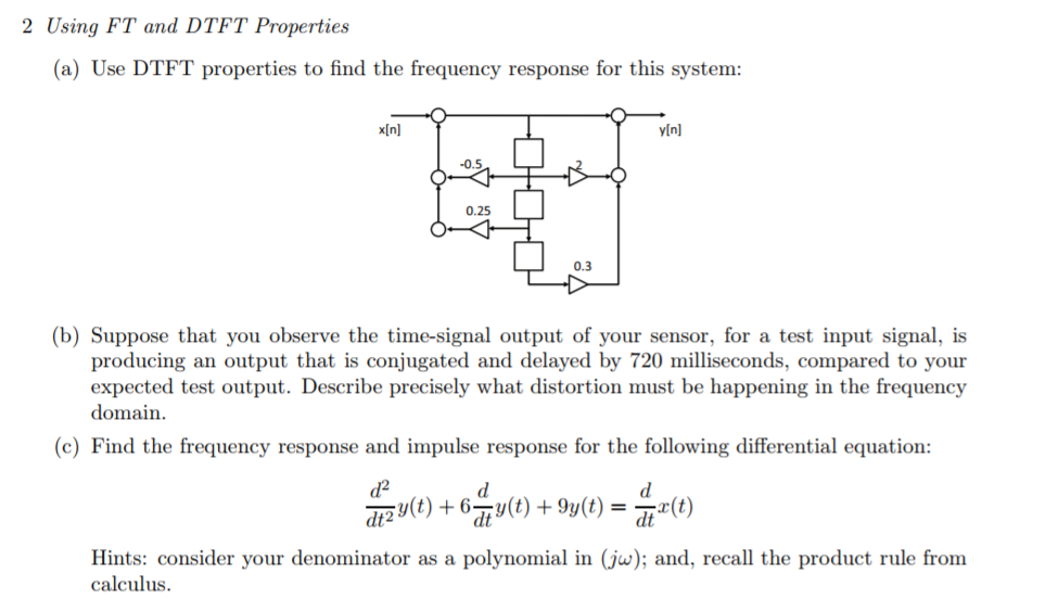 Solved 2 Using FT and DTFT Properties (a) Use DTFT | Chegg.com
