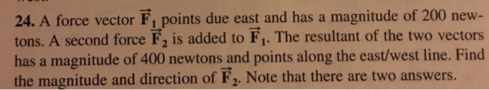 Solved A force vector F vector_1 points due east and has a | Chegg.com