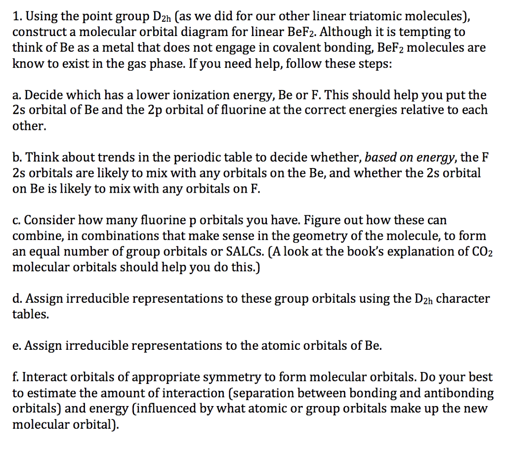 Solved 1. Using the point group D2h (as we did for our other | Chegg.com