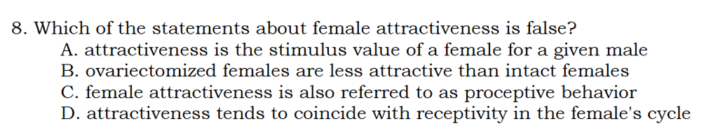 Solved 8. Which of the statements about female | Chegg.com