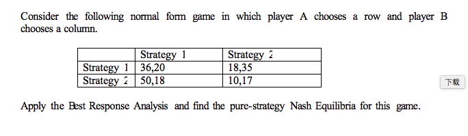 Solved Consider the following normal form game in which | Chegg.com