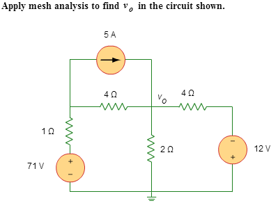 Solved Apply mesh analysis to find v0 in the circuit shown. | Chegg.com