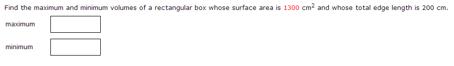 Find the maximum and minimum volumes of a rectangular | Chegg.com