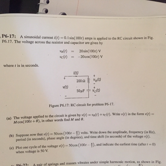 Solved A sinusoidal current I(t)=0.1sin(100t) amps is | Chegg.com