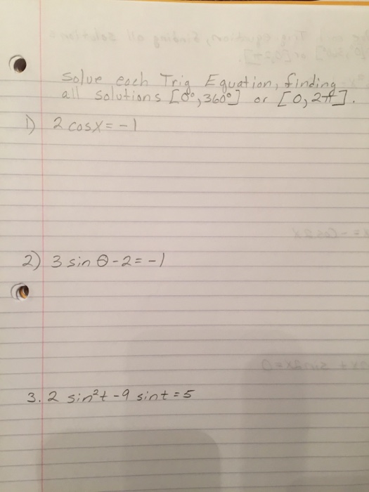 Solved Solve each Trig Equation finding all solution | Chegg.com
