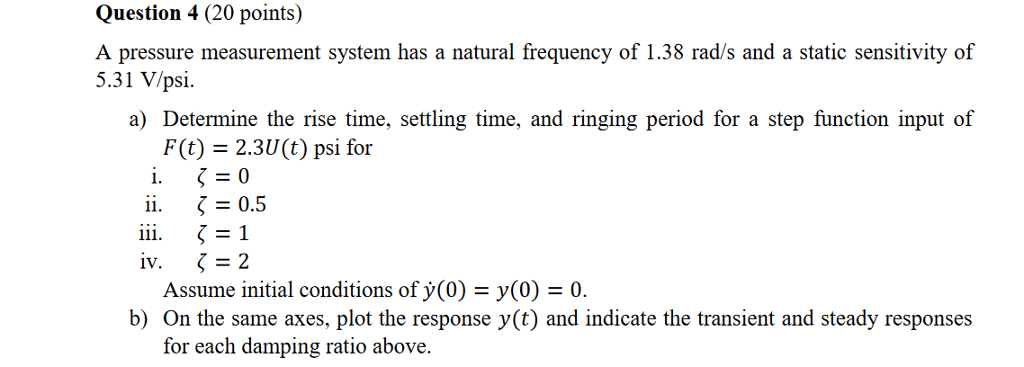 Solved A pressure measurement system has a natural frequency | Chegg.com