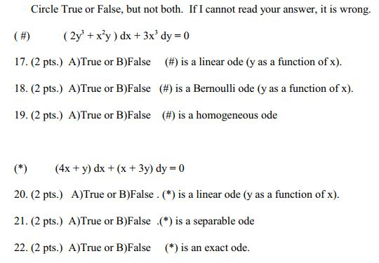 Solved math 261 basic true/false questions. Can you solve | Chegg.com