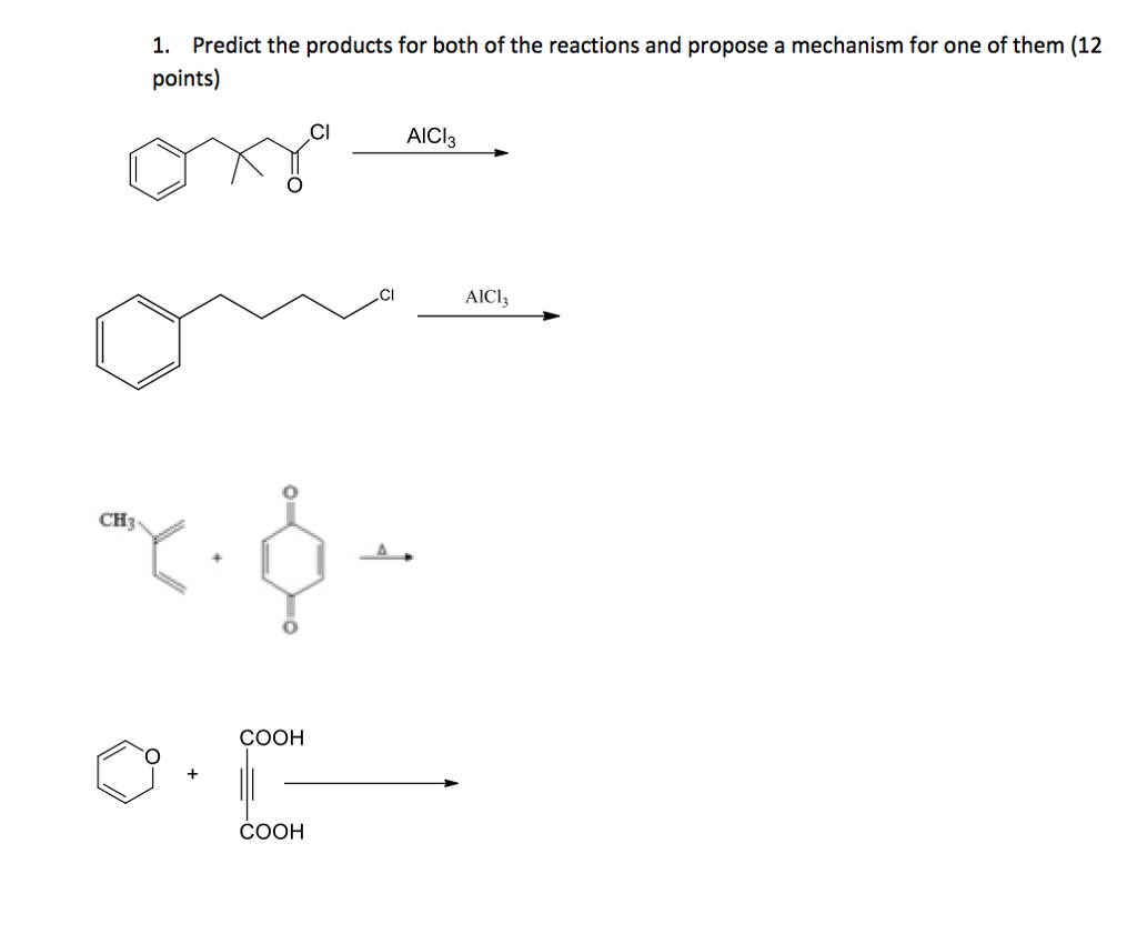 Solved 1. Predict the products for both of the reactions | Chegg.com