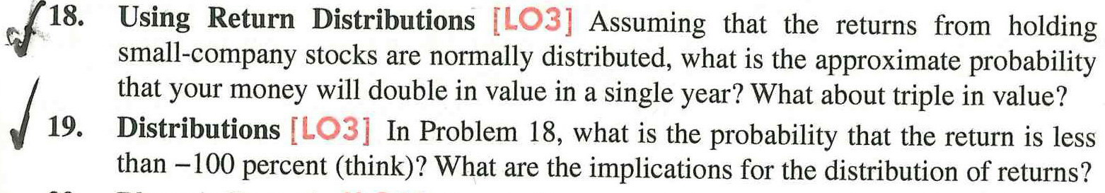 Solved Using Return Distributions [LO3] Assuming that the | Chegg.com