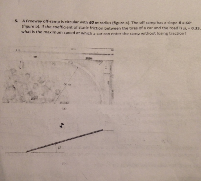 Solved A Freeway off-ramp is circular with 60 m radius | Chegg.com