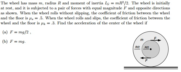 Solved The wheel has mass m, radius R and moment of inertia | Chegg.com