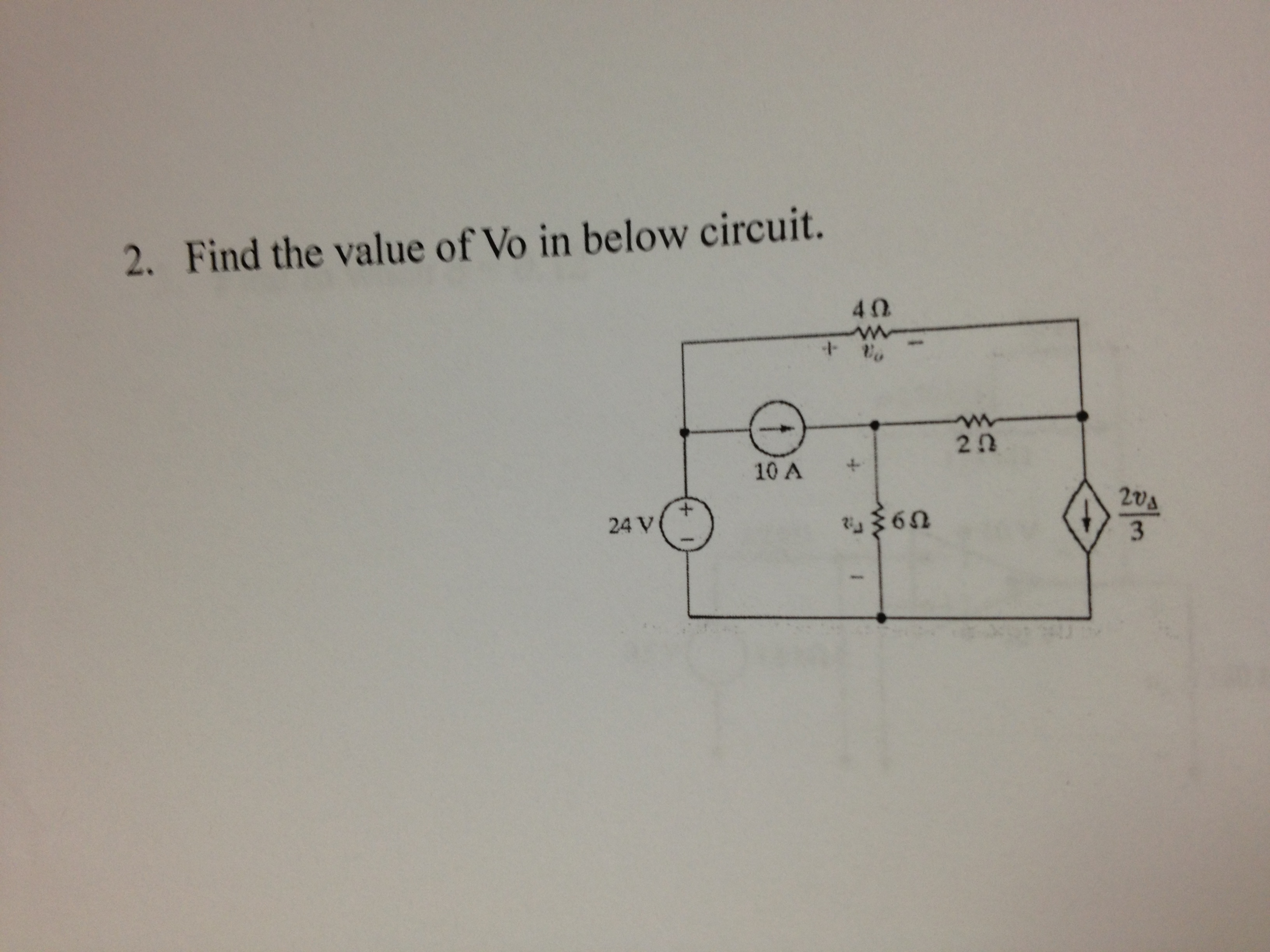 Solved Find the value of Vo in below circuit. | Chegg.com