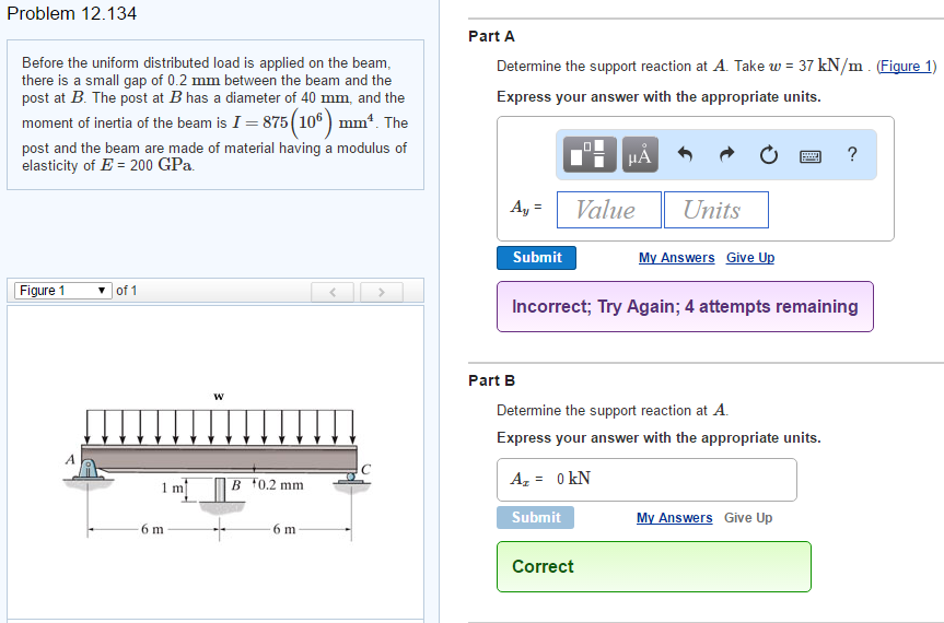Solved Problem 12.134 Before the uniform distributed load is | Chegg.com