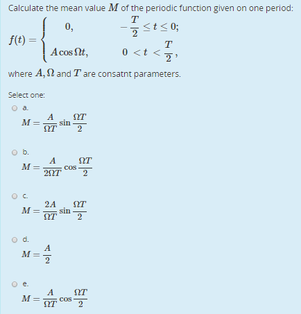 Solved Calculate the mean value M of the periodic function | Chegg.com