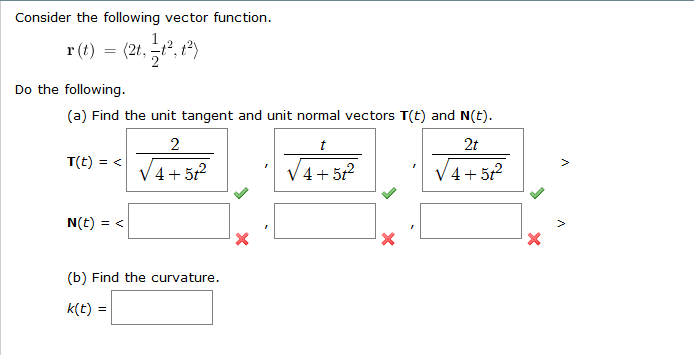 Solved Consider The Following Vector Function R T 2t