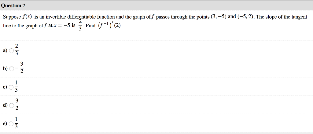 Solved Question 7 Suppose fCr) is an invertible | Chegg.com