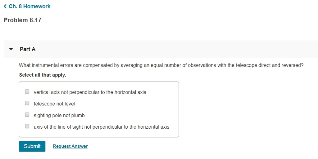 Solved What instrumental errors are compensated by averaging | Chegg.com