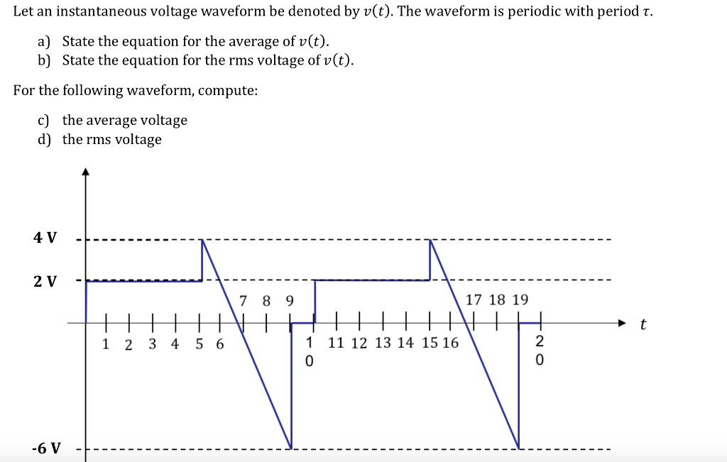 Solved Let an instantaneous voltage waveform be denoted by | Chegg.com