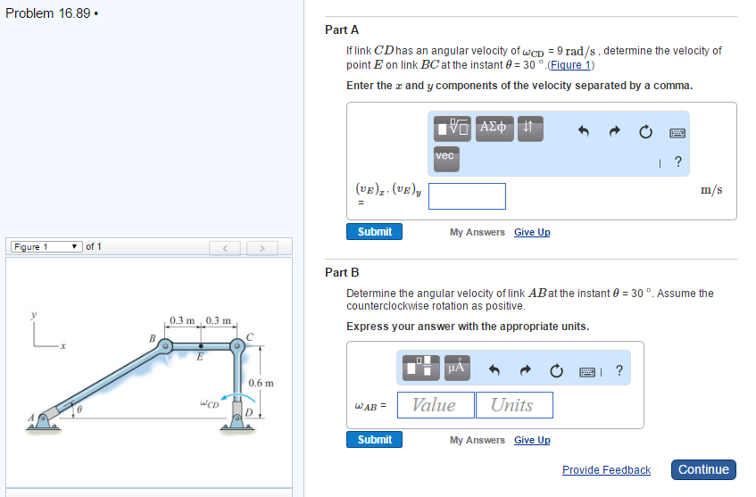 Solved Part A If link CD has an angular velocity of ωCD = | Chegg.com