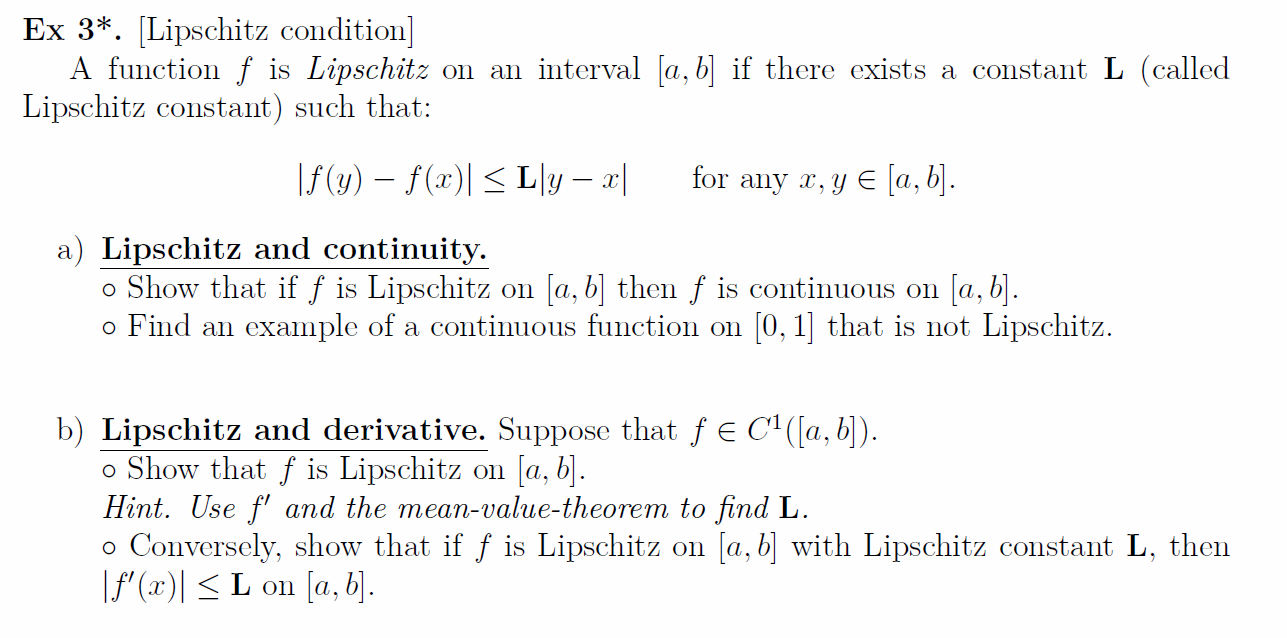 Solved A function f is Lipschitz on an interval [a, b] if | Chegg.com