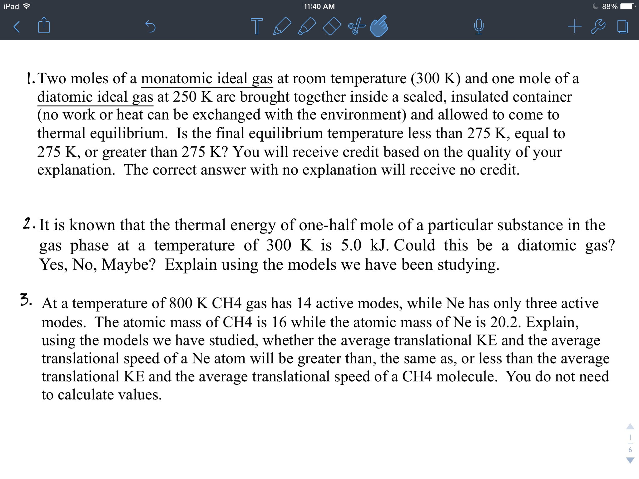 Solved Two moles of a monatomic ideal gas at room | Chegg.com