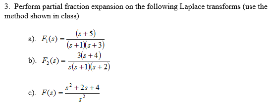 Solved 3. Perform partial fraction expansion on the | Chegg.com