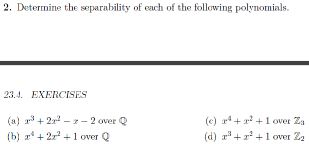 Solved 2. Determine the separability of each of the | Chegg.com