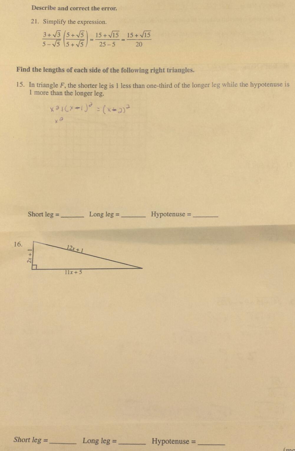 Solved Simplify the expression (Describe and correct the | Chegg.com