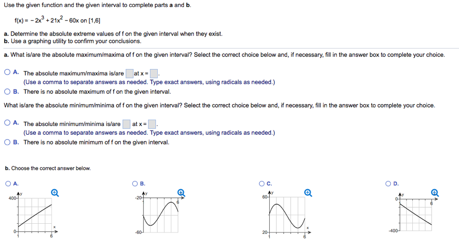 Solved Use The Given Function And The Given Interval To 0789