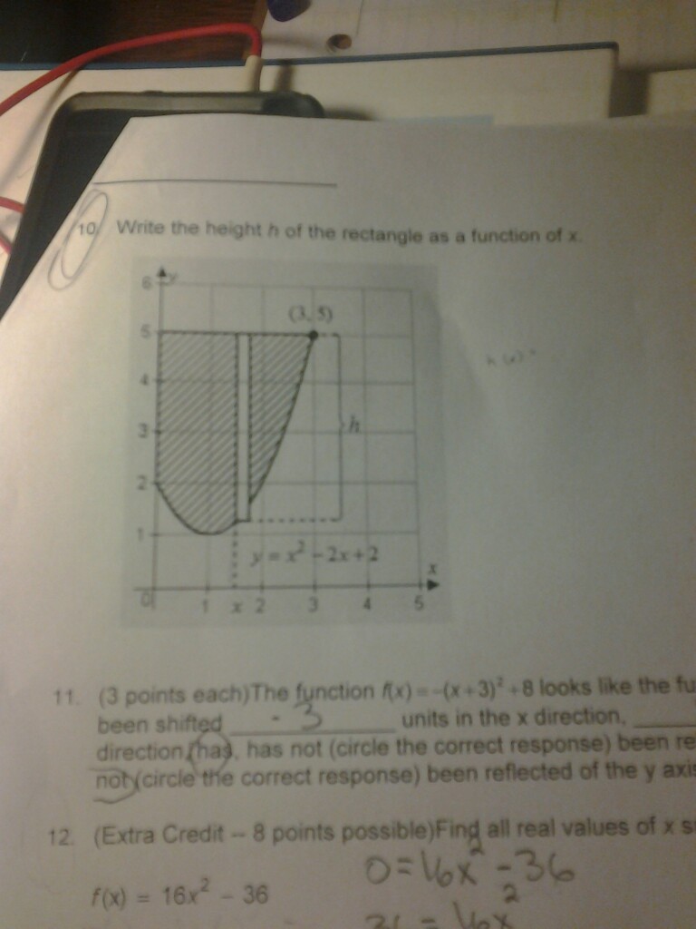 Solved 10. write the height h of the rectangle as a function | Chegg.com