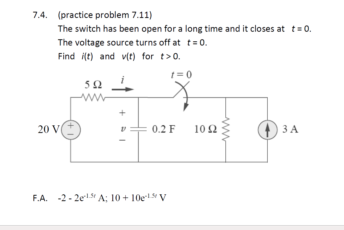 Solved The switch has been open for a long time and it | Chegg.com