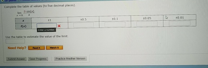 Solved Complete the table of values (to five decimal | Chegg.com