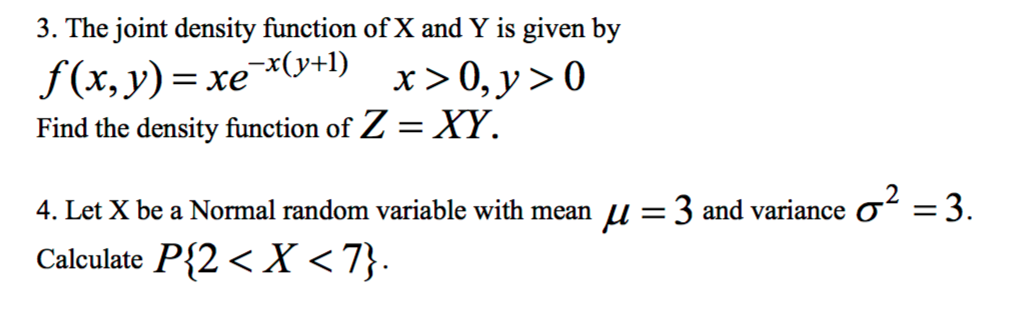 Solved The joint density function of X and Y is given by | Chegg.com