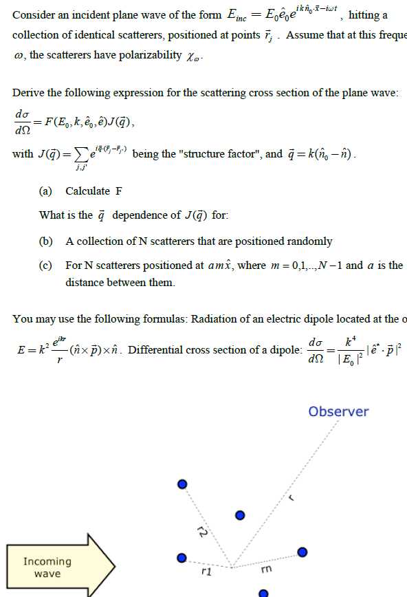 Solved Consider an incident plane wave of the form E_inc = | Chegg.com