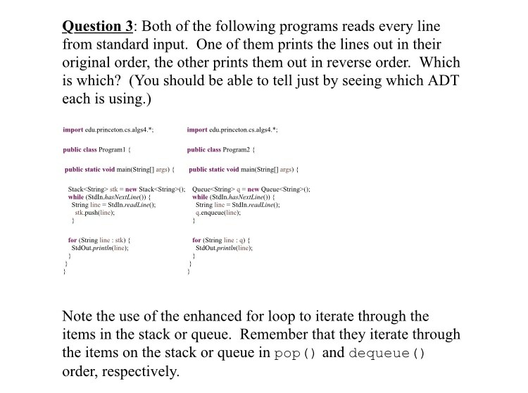 Solved Question 3: Both of the following programs reads | Chegg.com
