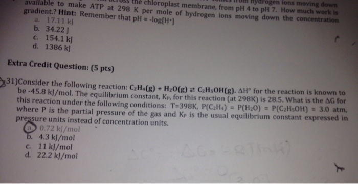 Solved 31.) Consider the following reaction: C2H4(g) + | Chegg.com