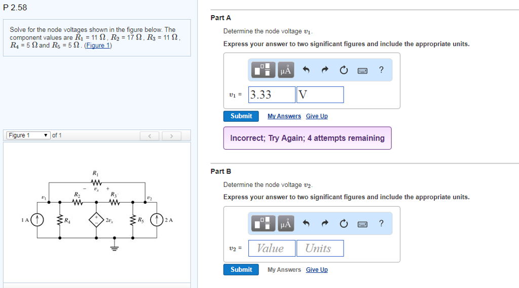 Solved P 2.58 Part A Solve for the node voltages shown in | Chegg.com