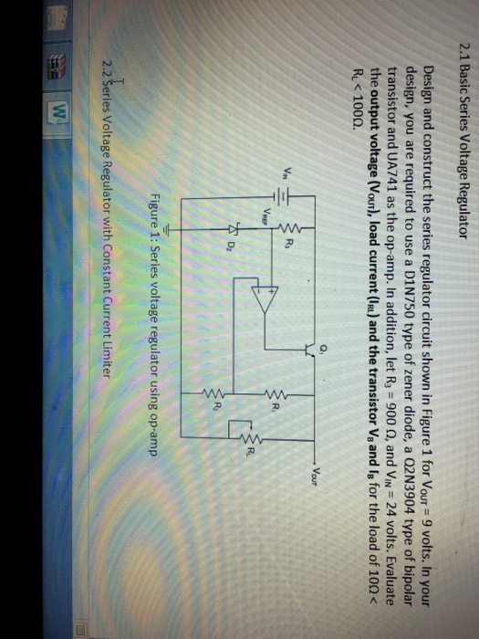 Solved Basic Series Voltage Regulator Design and construct | Chegg.com