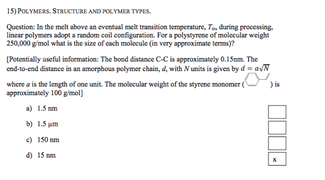 15) POLYMERS. STRUCTURE AND POLYMER TYPES. Question: | Chegg.com