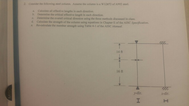 Solved 2· Consider the following steel column. Assume the | Chegg.com