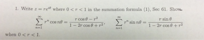 Solved Write z = re^i theta where 0