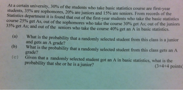 Solved At a certain university, 30 % of the students who | Chegg.com