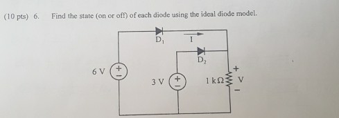 Solved Find the state (on or off of each diode using the | Chegg.com