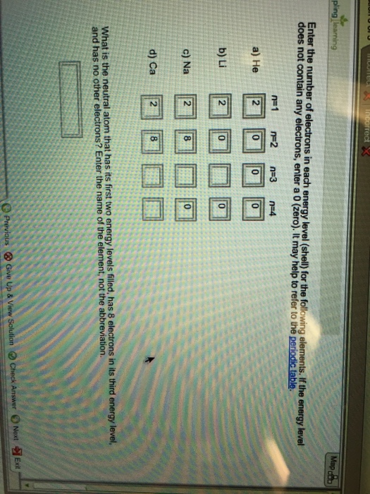 Solved Enter the number of electrons in each energy level | Chegg.com