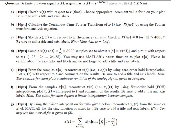 Solved A finite duration signal. x(t), is given as: x(t) = | Chegg.com