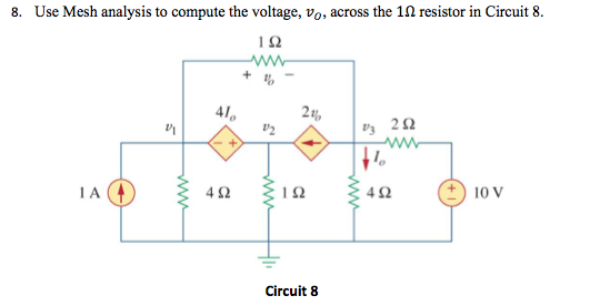 Solved Use Mesh analysis to compute the voltage, nu_0, | Chegg.com