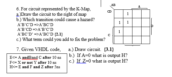Solved For circuit represented by the K-Map, a)Draw the | Chegg.com