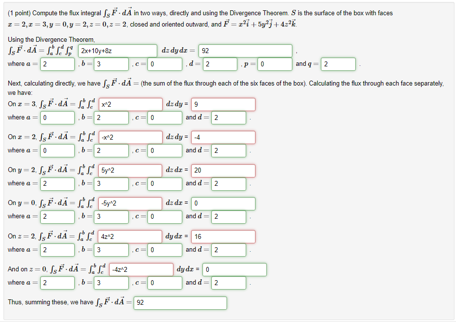 (1 point) Compute the flux integral JsF- dA in two | Chegg.com