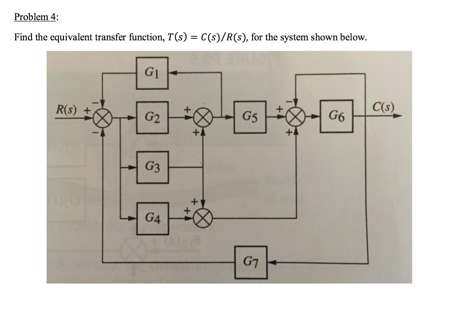 Solved Find The Equivalent Transfer Function Ts 