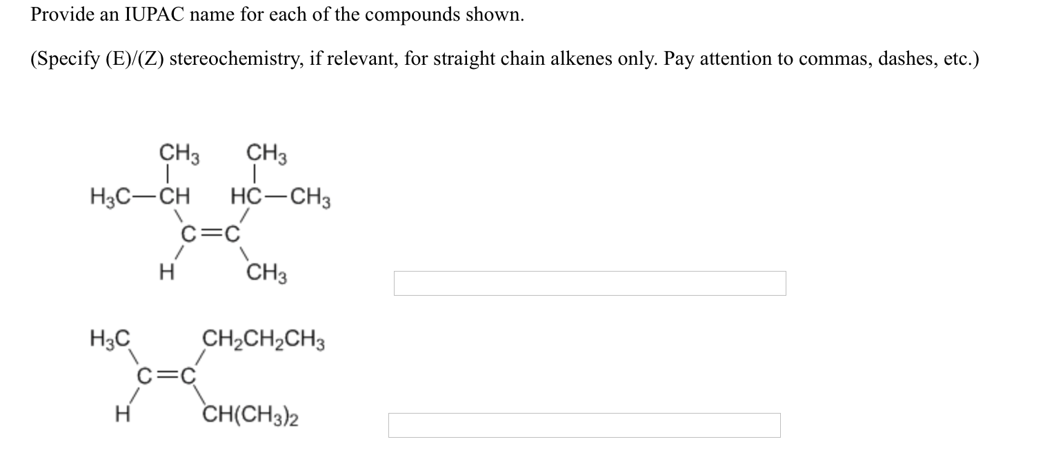 Solved Provide an IUPAC name for each of the compounds | Chegg.com